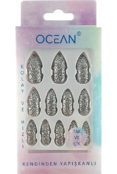 Ocean Tak ve Çık Takma Tırnak [simli Gri]