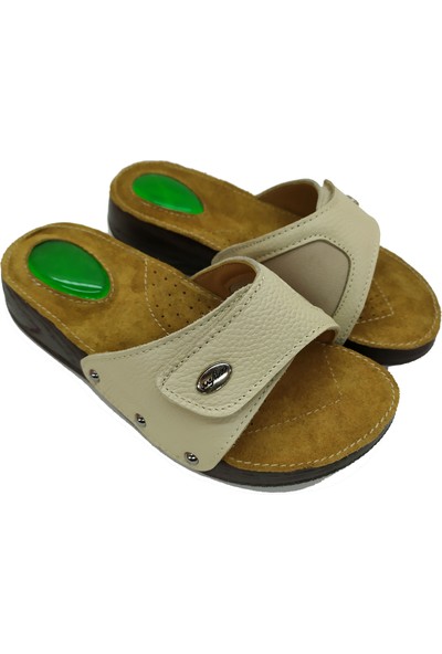 Hipokrat Hakiki Deri Topuk Jelli Kemik Çıkıntısı Takviyeli Kadın Terlik