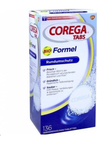 Corega Tabs Bio Formel Protez Diş Temizleyici 136 Tablet Corega Tabs Bio Formel Protez Diş Temizleyici 136 Tablet