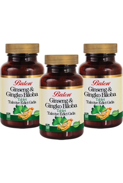 Balen Ginseng & Ginkgo Biloba Tablet Takviye Edici Gıda x 3 Adet Balen Ginseng & Ginkgo Biloba Tablet Takviye Edici Gıda x 3 Adet