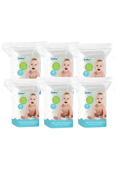 Babyjem Bebek Temizleme Pamuğu 60 x 6 Adet Babyjem Bebek Temizleme Pamuğu 60 x 6 Adet