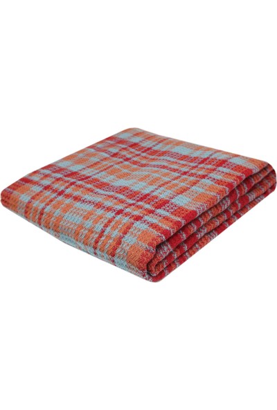 Atlantik Yün Çift Kişilik Soft Battaniye Turuncu Mavi