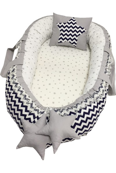 Modastra Babynest Lacivert Zigzag ve Gri Tasarım Baby Nest Modastra Babynest Lacivert Zigzag ve Gri Tasarım Baby Nest