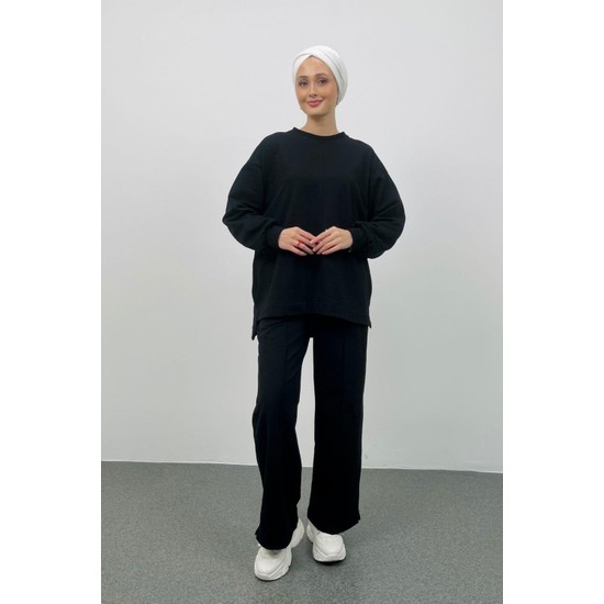 Basic Park Stare Önden Dikişli Oversize Siyah Alt Üst Takım Fiyatı