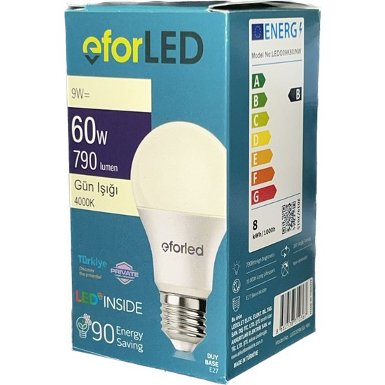 Akkurtlar LED Lamba 9W-60W 806 Lümen Günışığı 4000K Işık Fiyatı