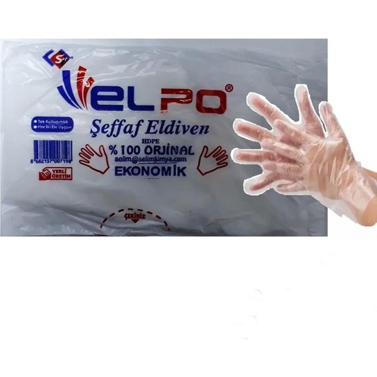 Elpo 1 Koli Tek Kullanımlık Şeffaf Eldiven 10,000 Adet (100 Fiyatı