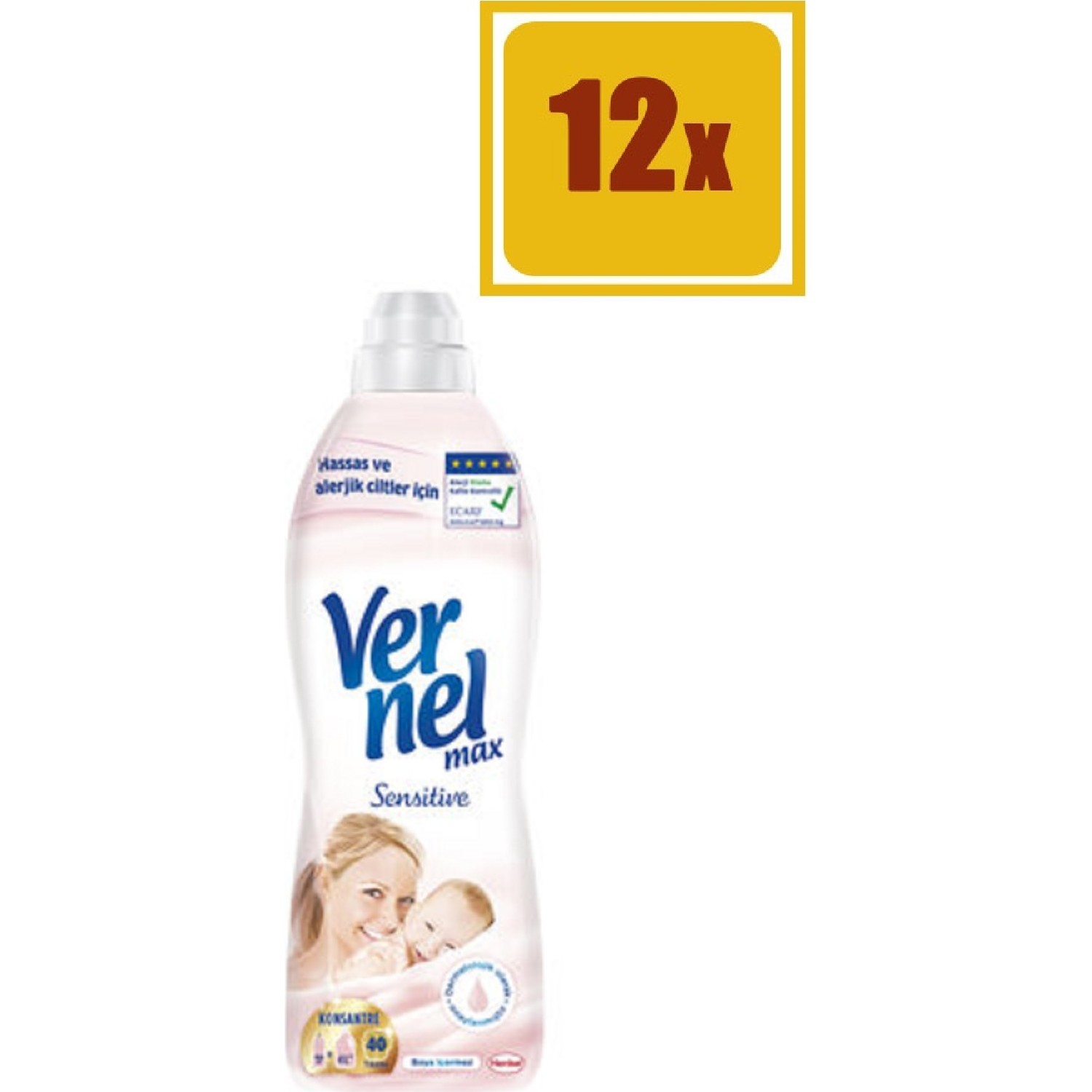 Vernel Max Sensitive Yumuşatıcı 960 ml 40 Yıkama 12'li Set Fiyatı