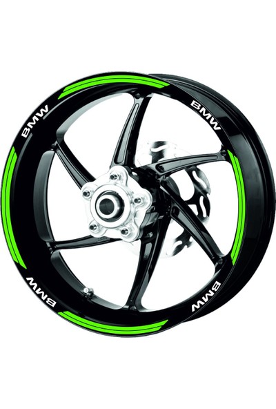 Çınar Extreme BMW Yazılı Double Stripe Floresan Yeşil BMW Jant Şeridi Sticker
