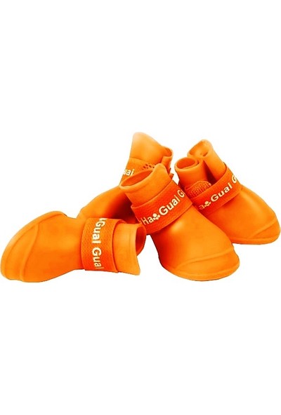 ANS Bantlı Köpek Ayakkabısı 4'lü Set Turuncu 4 - 5 cm M