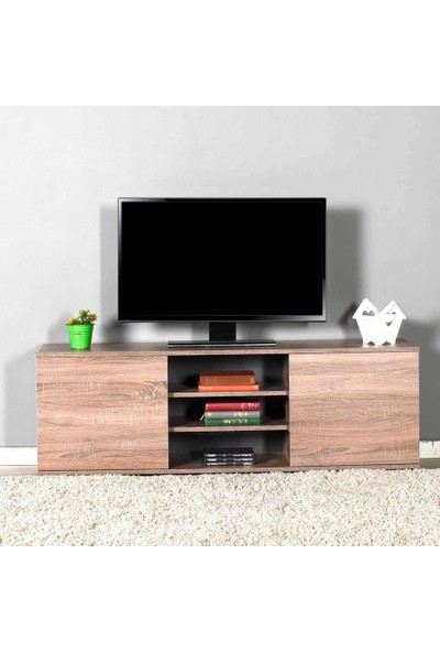 Adore Flat Line Max Iki Kapaklı Üç Bölmeli Tv Sehpası - Latte Adore Flat Line Max Iki Kapaklı Üç Bölmeli Tv Sehpası - Latte