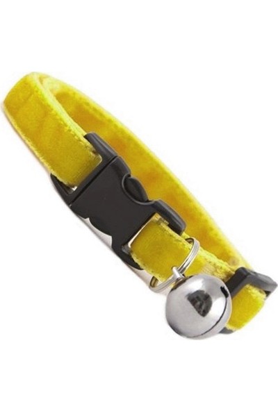 ANS Kedi Boyun Tasması Kadife Dokulu Çanlı 1 x 30 cm Sarı