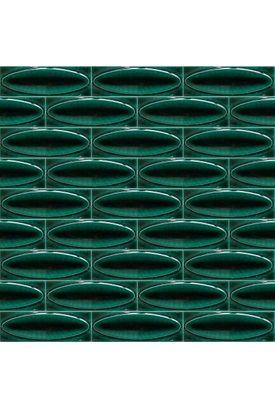 Armada Çini 7X21 cm Elips Yeşil Desenli Çini Seramik Karo Armada Çini 7X21 cm Elips Yeşil Desenli Çini Seramik Karo