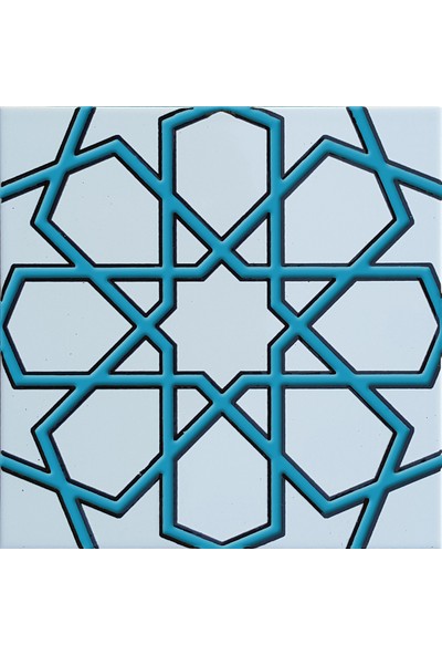 Armada Çini 20X20 cm Sp 89-V Mavi Selçuklu Türkmen Yıldızı Kütahya Iznik Çini Karo Seramik