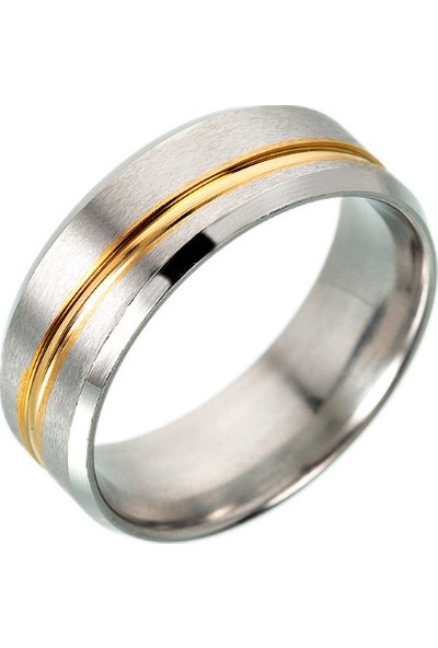 Chavin Gri Sarı Çizgili Bayan Erkek Çelik Yüzük Alyans ec45bysr Chavin Gri Sarı Çizgili Bayan Erkek Çelik Yüzük Alyans ec45bysr