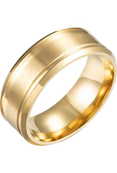 Chavin Söz Nişan Sarı ip Kaplama Bayan Erkek Çelik Yüzük ec42sr