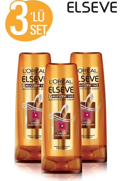 L'Oréal Paris Elseve 6 Mucizevi Yağ Besleyici Bakım Kremi 360 ml 3'lü Set