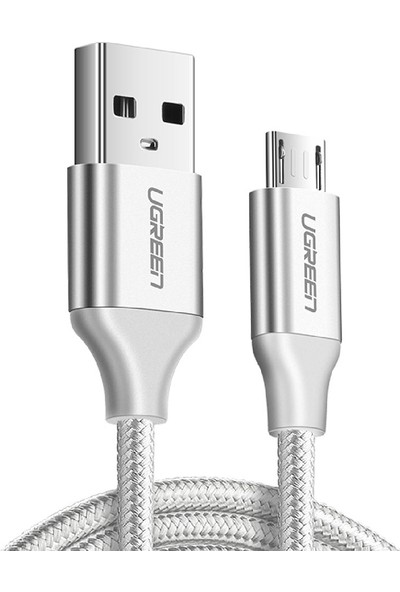 Ugreen Micro USB Örgülü Data ve Şarj Kablosu Beyaz 1.5 Metre Ugreen Micro USB Örgülü Data ve Şarj Kablosu Beyaz 1.5 Metre