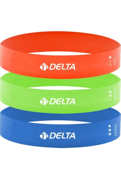 Delta Latex 3'lü Aerobik Pilates Direnç Egzersiz Bandı Squat Çalışma Lastiği
