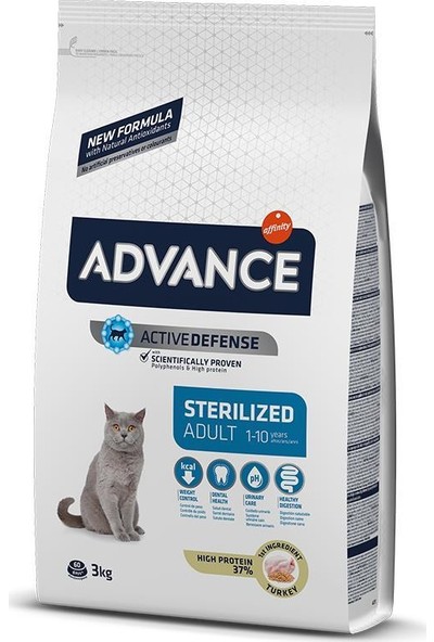 Advance Sterilized Hindili Kısırlaştırılmış Yetişkin Kedi Maması 3 Kg