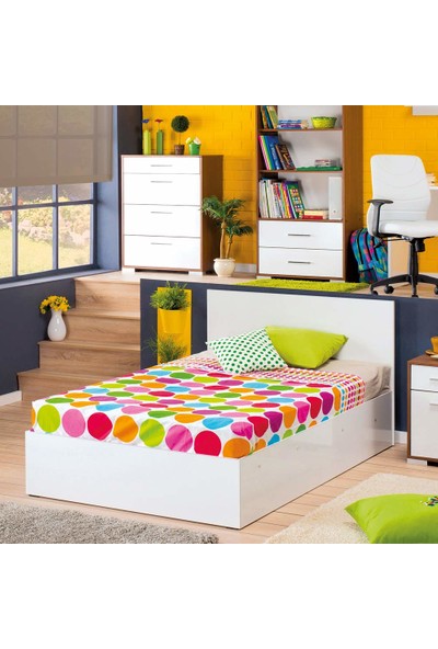 Adore Tek Kişilik Bazalı Karyola 120 cm - Lake Beyaz