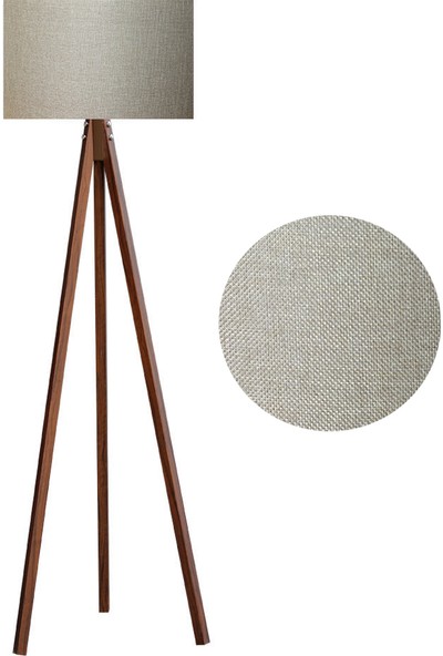 Karino Deco 3 Ayaklı Kumaş Lambader Açık Kahve Başlık Kahve Ayak