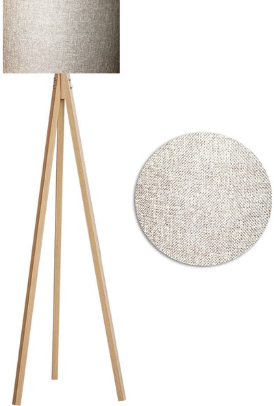 Karino Deco 3 Ayaklı Kumaş Lambader Açık Kahve Başlık Naturel Ayak