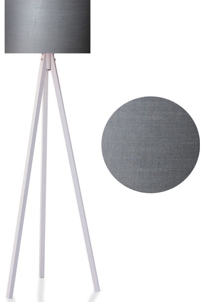 Karino Deco 3 Ayaklı Kumaş Lambader Gri Başlık Beyaz Ayak Karino Deco 3 Ayaklı Kumaş Lambader Gri Başlık Beyaz Ayak