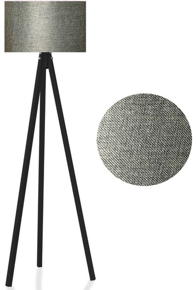 Karino Deco 3 Ayaklı Kumaş Lambader Koyu Krem Başlık Siyah Ayak