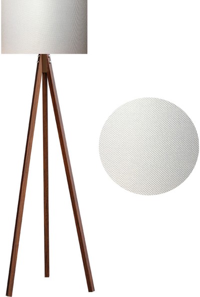 Karino Deco 3 Ayaklı Kumaş Lambader Krem Başlık Kahve Ayak