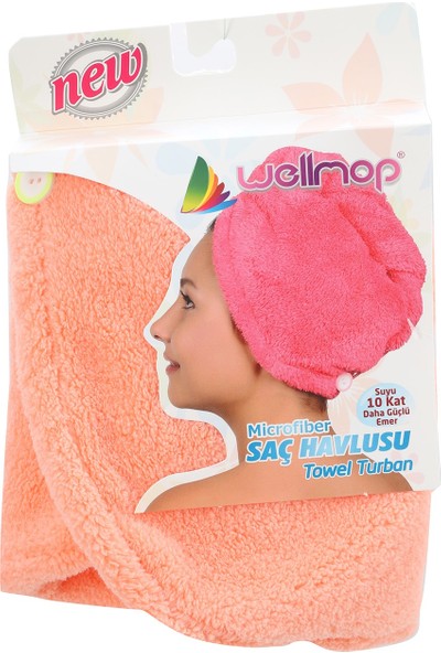 Wellmop Mikrofiber Düğmeli Saç Havlusu Yavruağzı