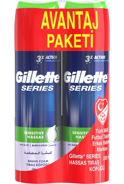 Gillette Series Milli Takım Özel Paketi 2'li Hassas 250 ml + 250 ml Tıraş Köpüğü Gillette Series Milli Takım Özel Paketi 2'li Hassas 250 ml + 250 ml Tıraş Köpüğü