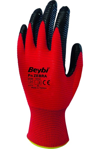 Beybi Pn Zebra Kırmızı Nitril İş Eldiveni 9 Numara Beybi Pn Zebra Kırmızı Nitril İş Eldiveni 9 Numara