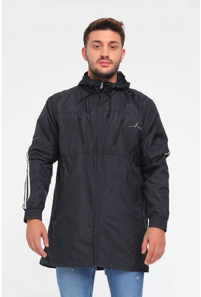 Cep Detaylı Siyah Erkek Yağmurluk