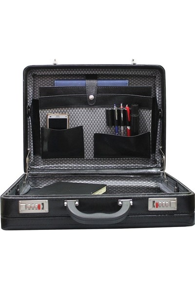 Lüx Çanta James Bond Çift Körük Klasik Evrak ve Para