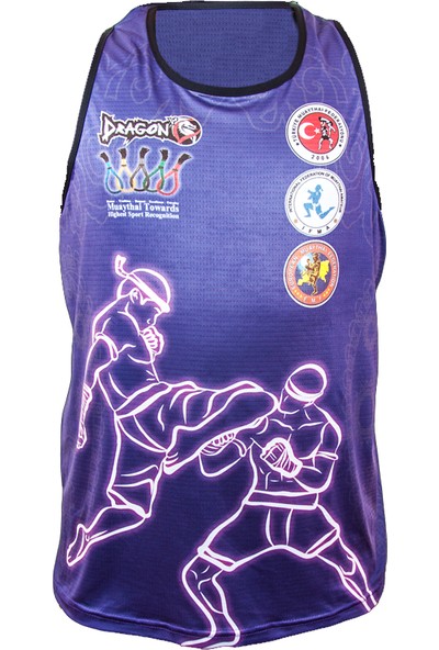 Dragon Muay Thai Federasyon Logolu Dijital Baskılı Atlet - Mavi Dragon Muay Thai Federasyon Logolu Dijital Baskılı Atlet - Mavi