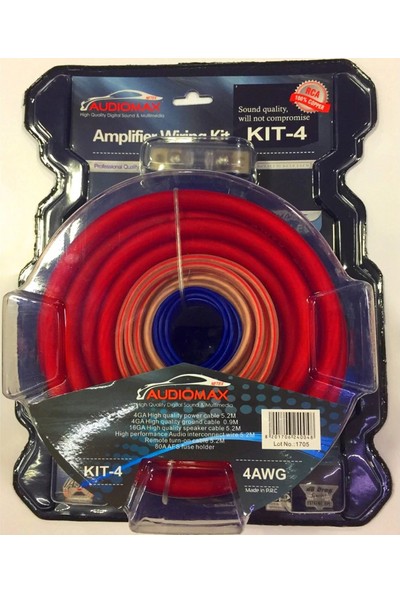 Audiomax Anfi Tesisat Kablo Seti Kıt 4(Kalın Kablo) Oto Müzik Montaj Kablo Audiomax Anfi Tesisat Kablo Seti Kıt 4(Kalın Kablo) Oto Müzik Montaj Kablo