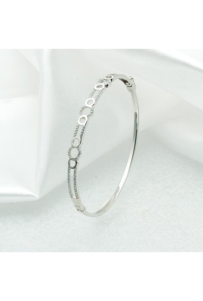 Bilezikci 14 Ayar Beyaz Altın Kelepçe Bilezik