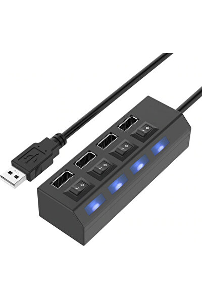 PolyGold 4 USB Port Çoklayıcı Anahtarlı Işıklı Çoğaltıcı Switch PolyGold 4 USB Port Çoklayıcı Anahtarlı Işıklı Çoğaltıcı Switch