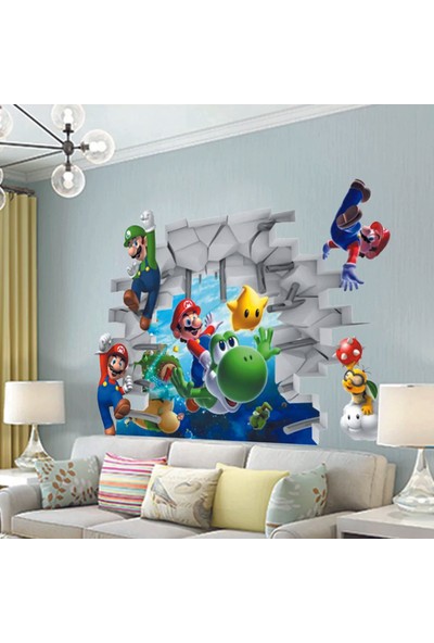 Kt Decoration Super Mario Bros 3D Çocuk Duvar Sticker Çıkartması Kt Decoration Super Mario Bros 3D Çocuk Duvar Sticker Çıkartması