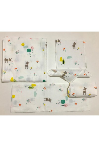 Mutlu Gün Marketi Müslin Bezi Bebek Set 5 Parça Bambi Figürlü Mutlu Gün Marketi Müslin Bezi Bebek Set 5 Parça Bambi Figürlü