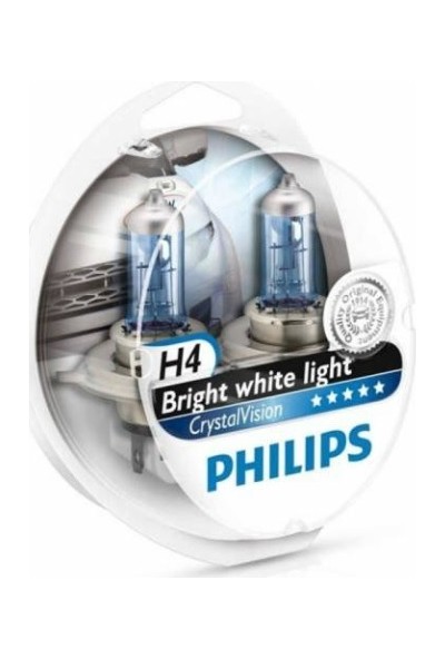 Philips Crystal Vision H4 (12342Cvsm) + 2 Adet Mavi Park Ampülü Philips Crystal Vision H4 (12342Cvsm) + 2 Adet Mavi Park Ampülü