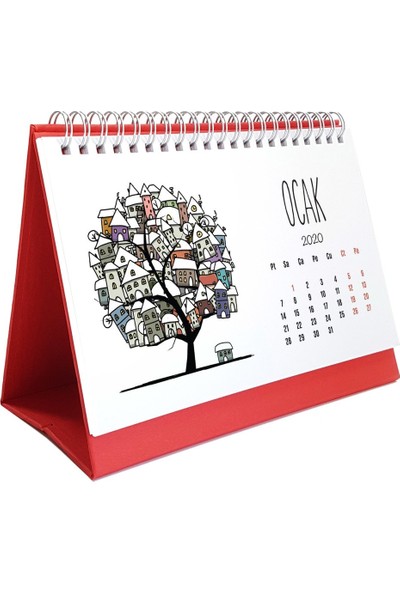 Mevsim Ağaç Masa Takvimi 2020 - Kırmızı