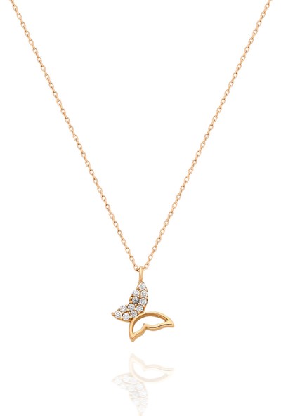 Chewel 14 Ayar Altın Kelebek Kolye