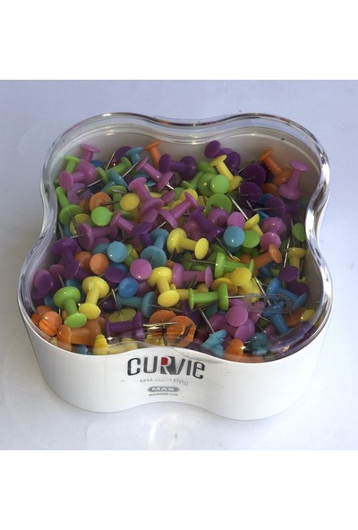 Mas Curvie Harita Çivisi Karışık Renk 350'li Adet Plastik Kutu Mas Curvie Harita Çivisi Karışık Renk 350'li Adet Plastik Kutu