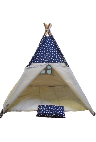Altev Ahşap Yıldızlı Çoçuk Çadırı - Lacivert