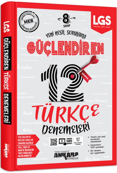 Ankara Yayıncılık 8. Sınıf Türkçe 12 Güçlendiren Denemeleri