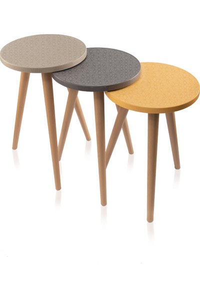 Dorcia Home Desenli Zigon Sehpa - Gri Cappuccino Hardal Dorcia Home Desenli Zigon Sehpa - Gri Cappuccino Hardal