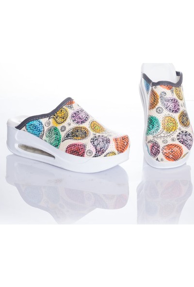 Nur Ortopedi Renkli Damlalar Airmax Kadın Sabo Terlik