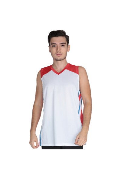 Sportive Bronco Erkek V Yaka Beyaz Kırmızı Basketbol Forması