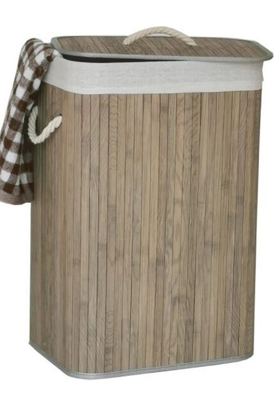 Lorin Bambu Katlanır Çamaşır Sepeti Gri